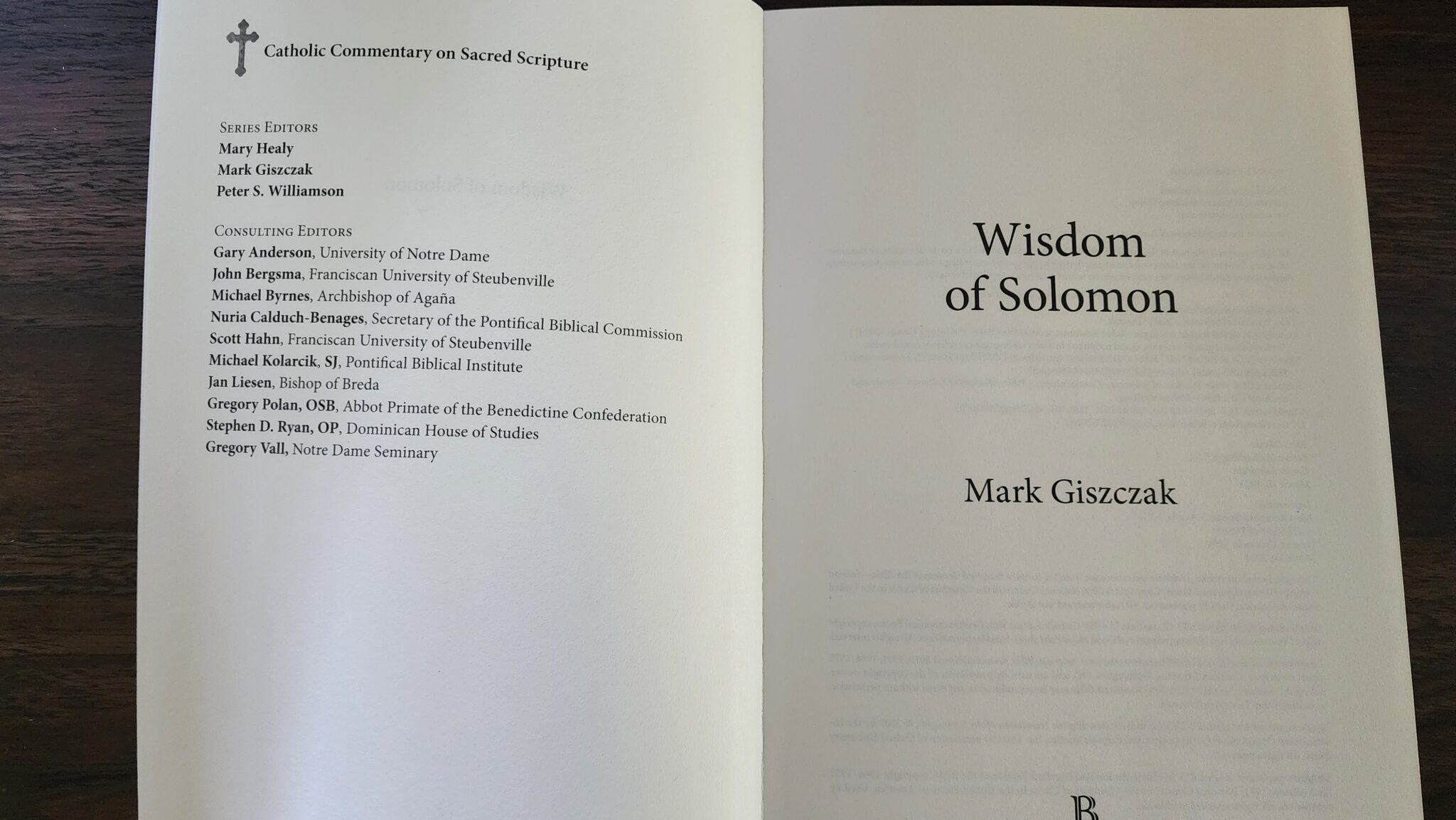 Review: Wisdom of Solomon (Catholic Commentary on Sacred Scripture ...